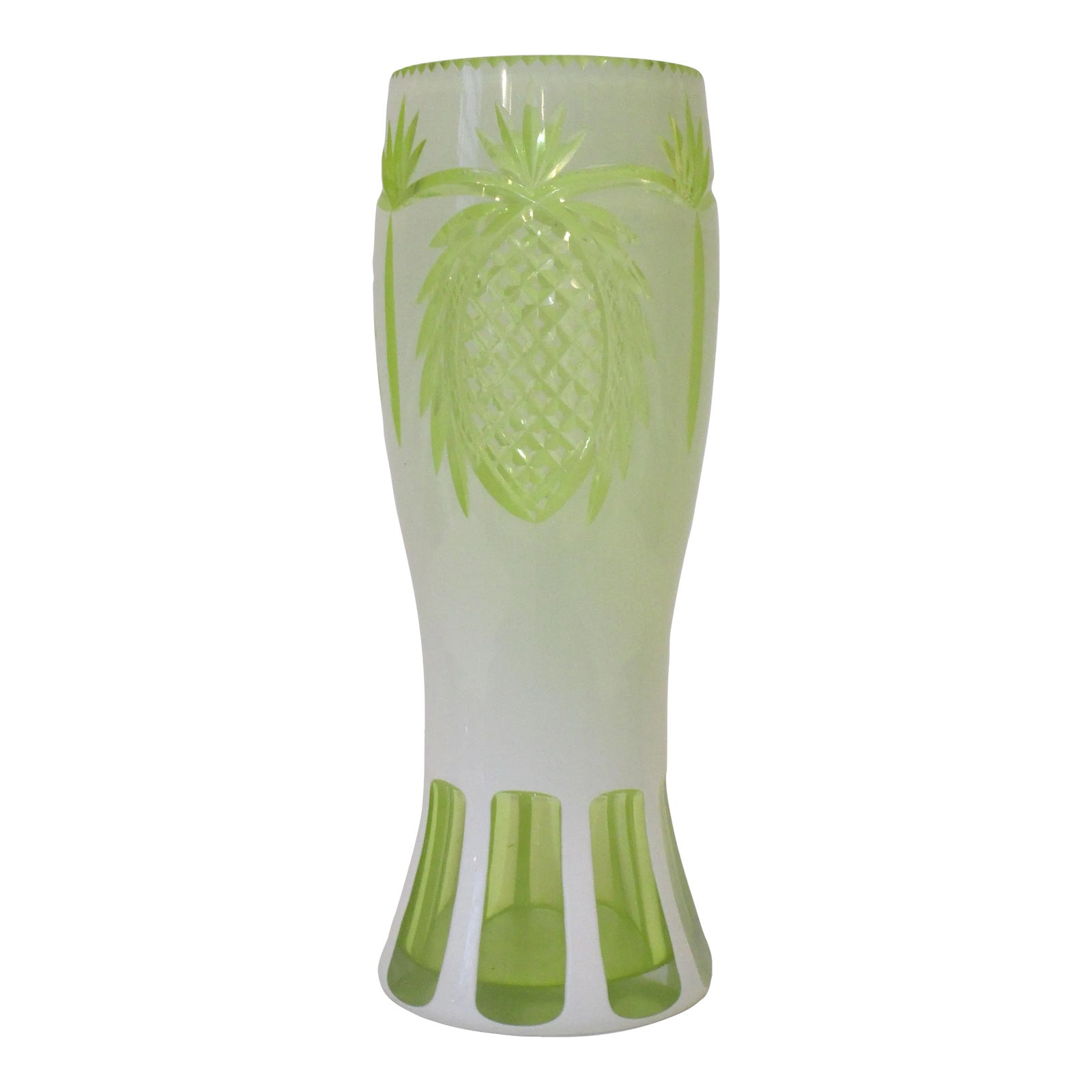 Art Deco Bohemian Pineapple Cut Glass Vase | Chairish