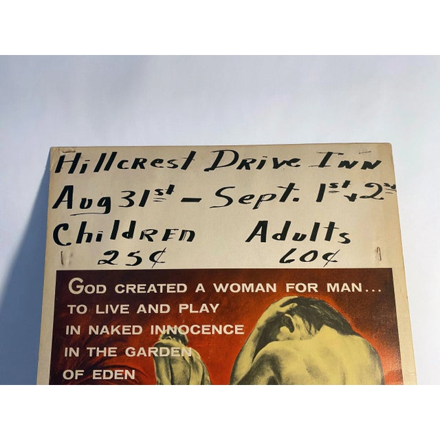 Adam and Eve (Adan Y Eva) Original Colored Poster for 1956 Mexican Movie From Hillcrest Drive-In ...