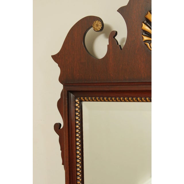 Chippendale Style Vintage Mahogany Gilt Shell Carved Wall Mirror | Chairish