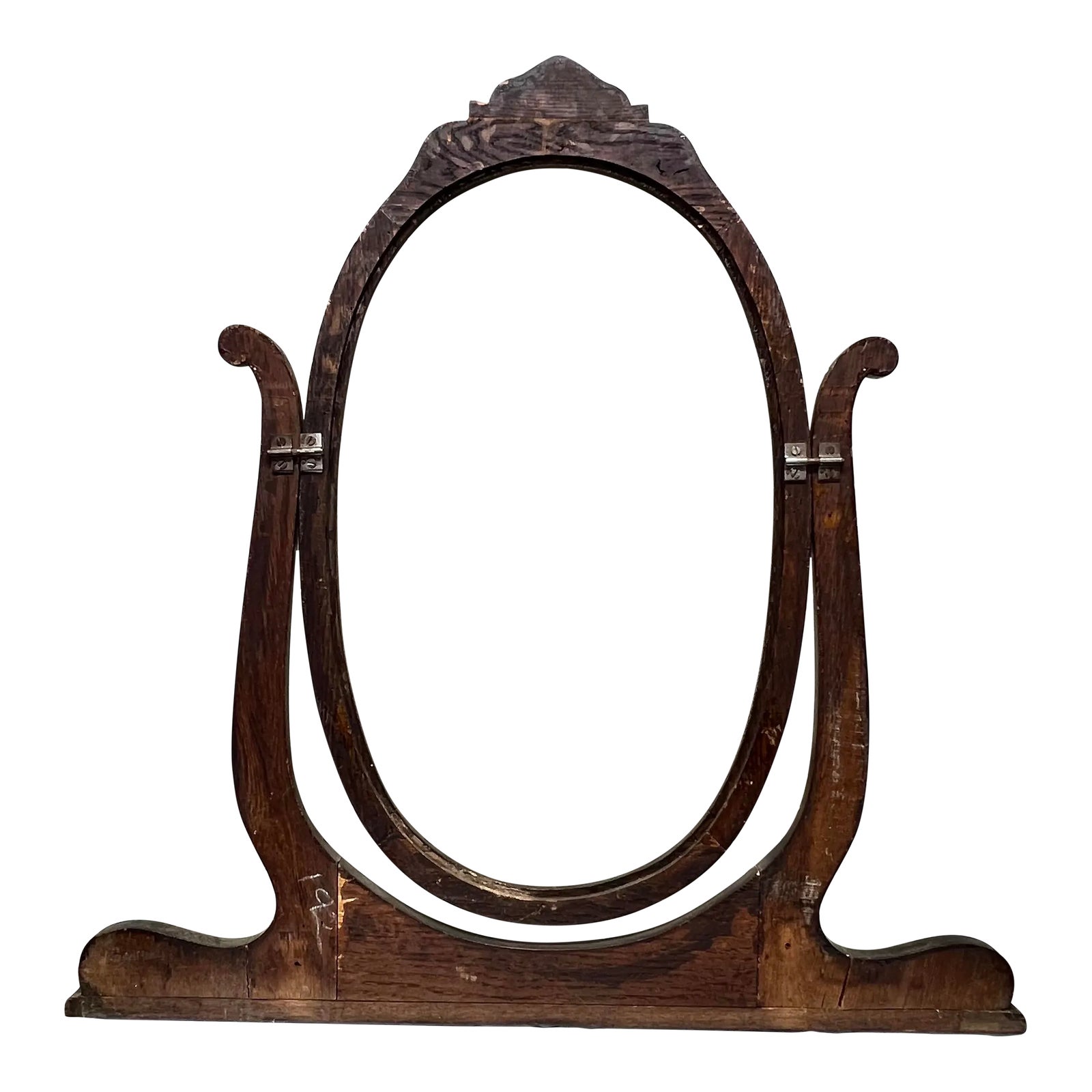 Antique Oak Mirror Frame With Stand | Chairish