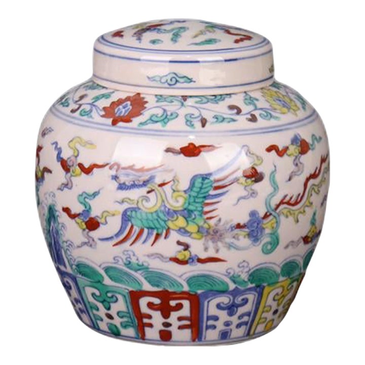 Early 20th Century Chinese Ceramic Tea Jar China Blue and White Doucai ...
