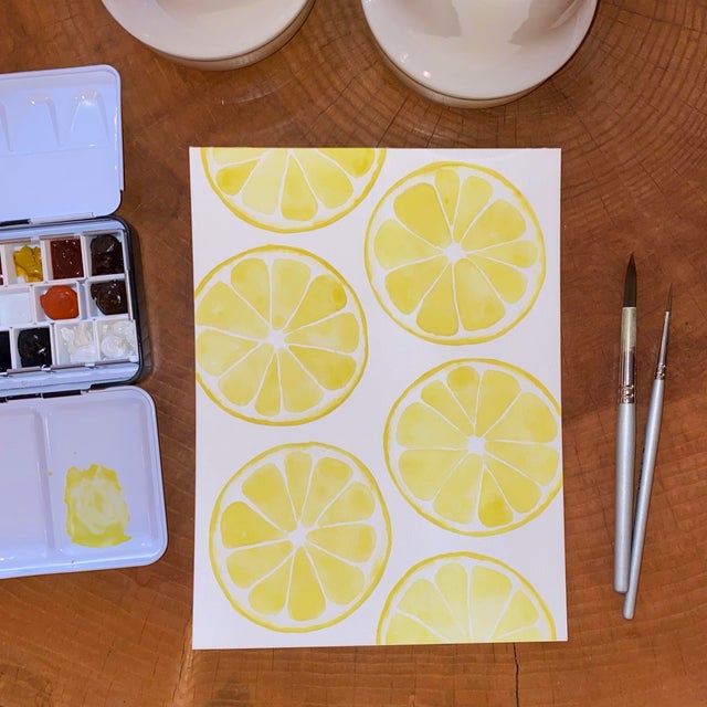 Original Watercolor Painting - Lemons | Chairish