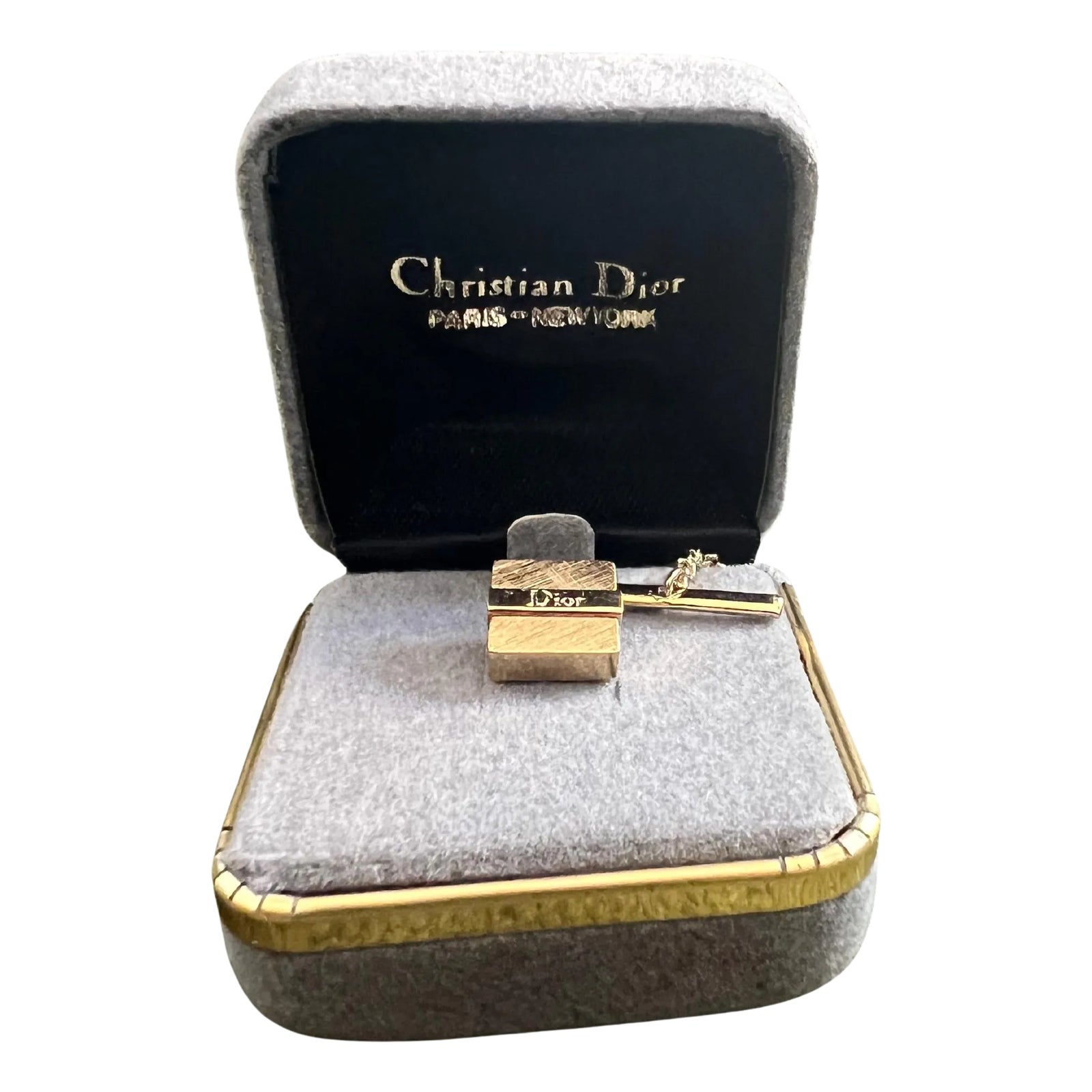Christian Dior Gold Plate Tie Pin Featuring Front Dior Logo “Circa 1990 ...