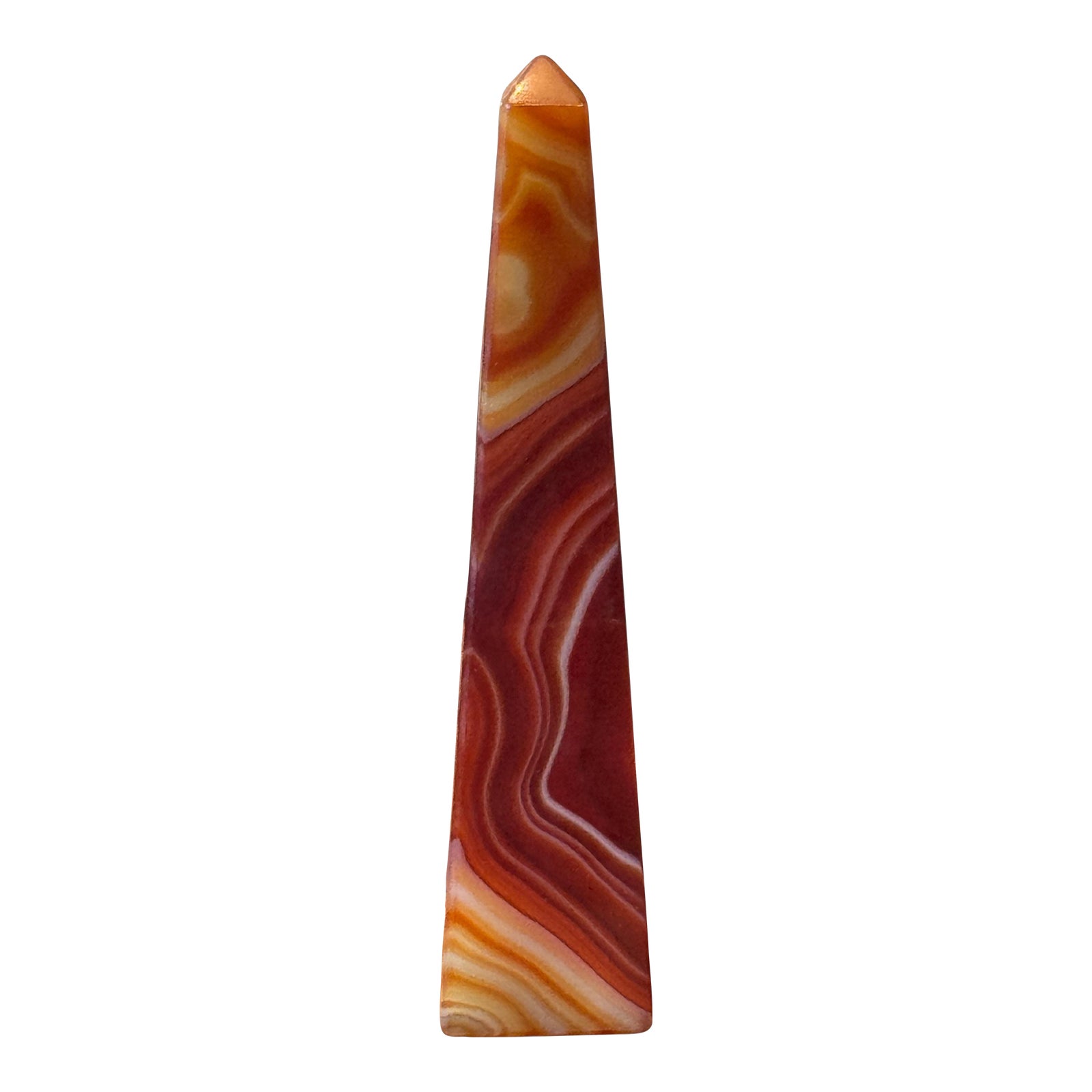 1950s Polished Banded Agate Obelisk | Chairish