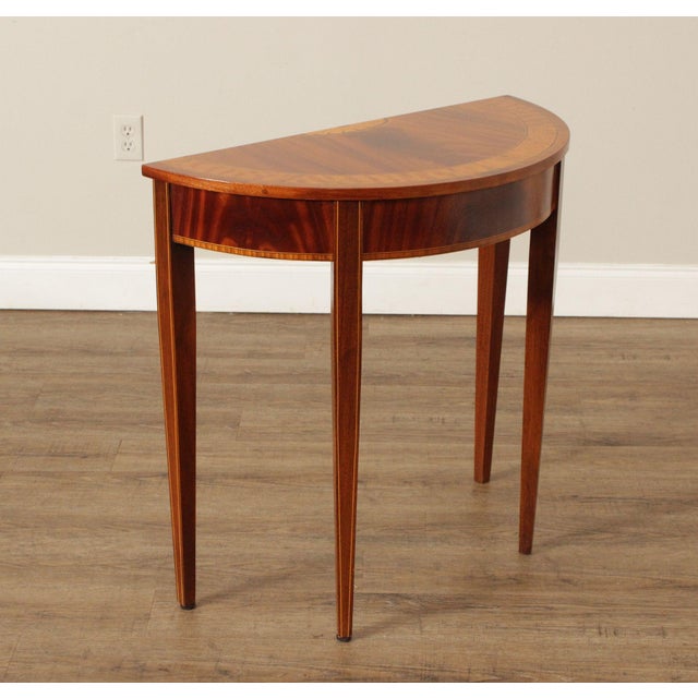 Federal Style Pair of Mahogany Demilune Console Tables | Chairish