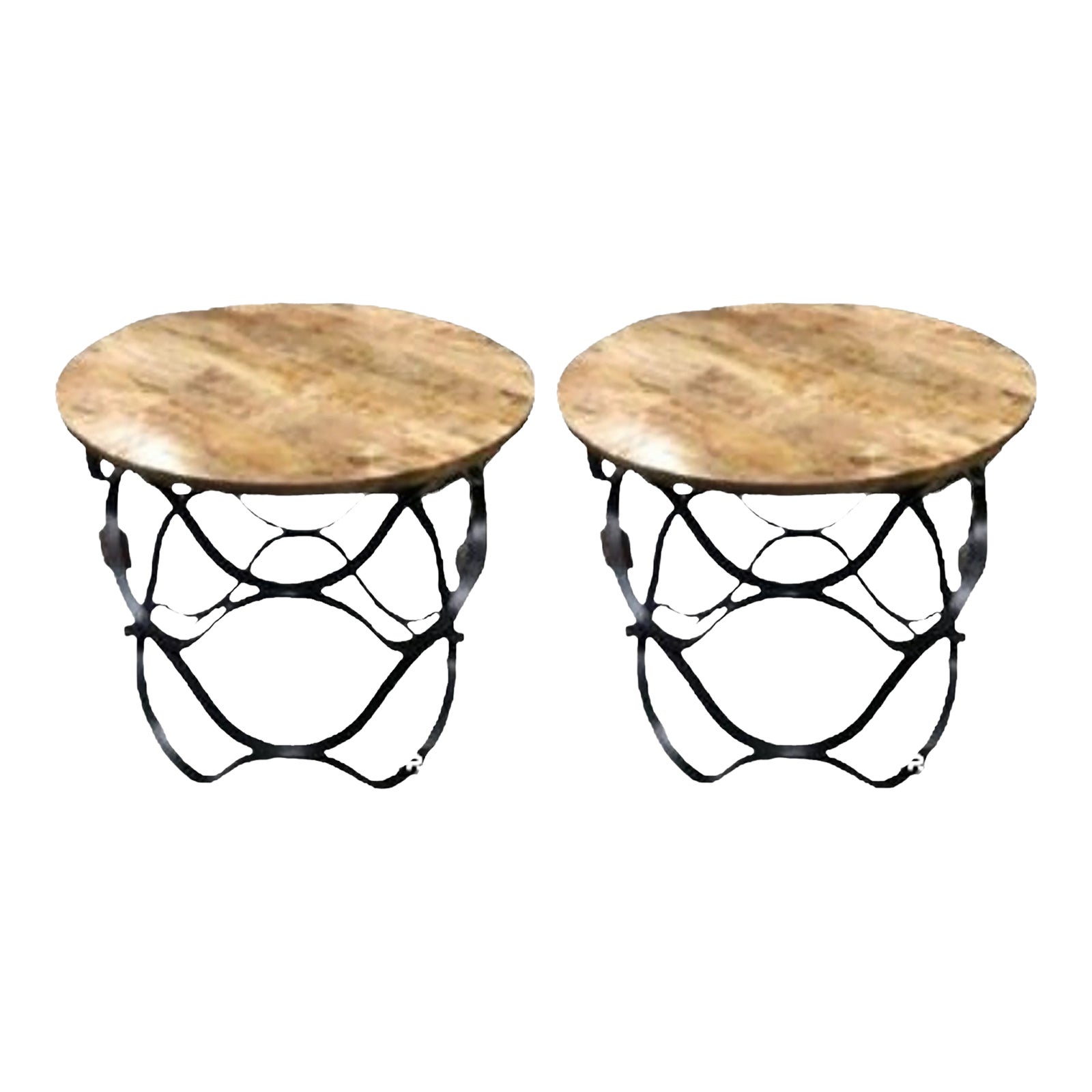 Pair of Industrial Round Side Tables | Chairish