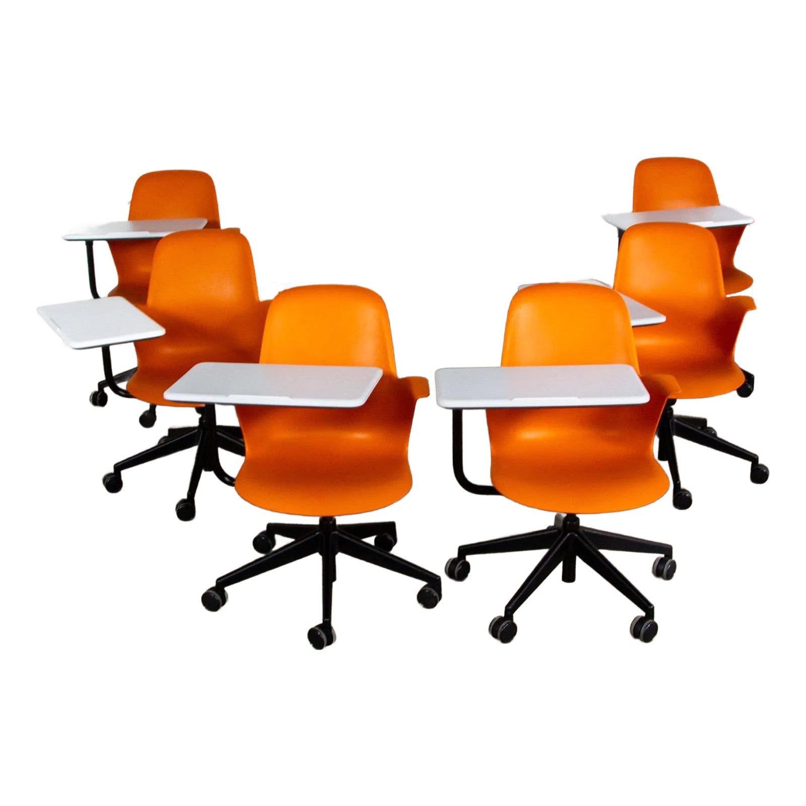 Set of 6 Early 21st Century Modern Steelcase Orange Node Task Chairs W ...