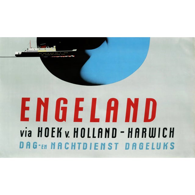 1960s Dutch Travel Poster, Engeland via Hoek v. Holland - Harwich ...