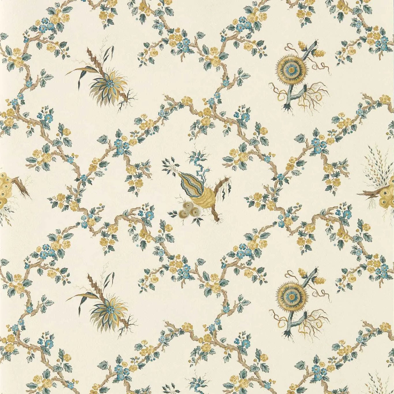 Sanderson Trelliage Wallpaper in Chamomile/Chalk - a Sample | Chairish
