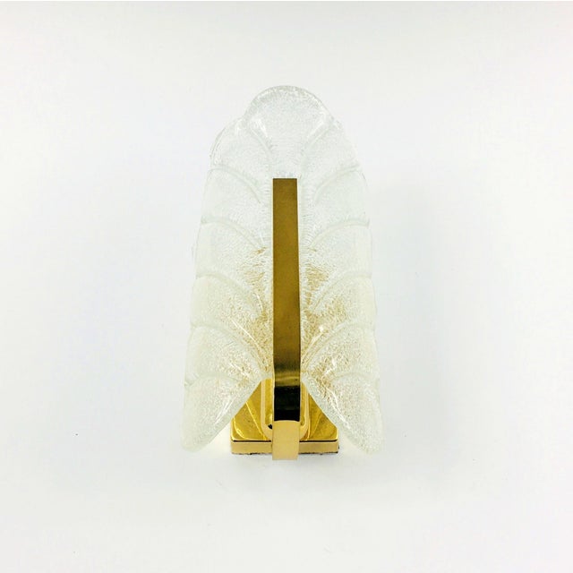 Scandinavian Glass & Brass Leaf Wall Light/Sconce by Carl Fagerlund ...