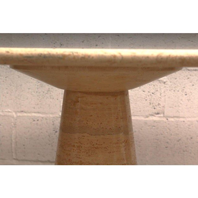 1970s Vintage Italian Angelo Mangiarotti Travertine Marble Oval Dining ...