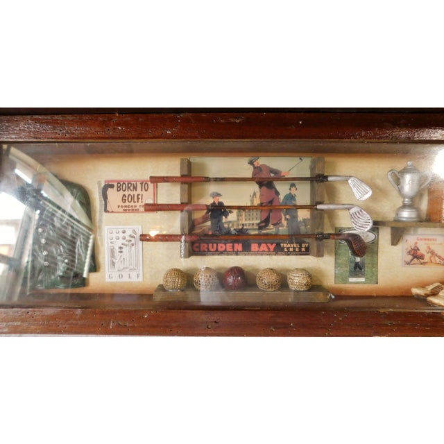 Vintage Mahogany Wood & Glass Golf Sports Shadowbox Floating Wall Shelf | Chairish