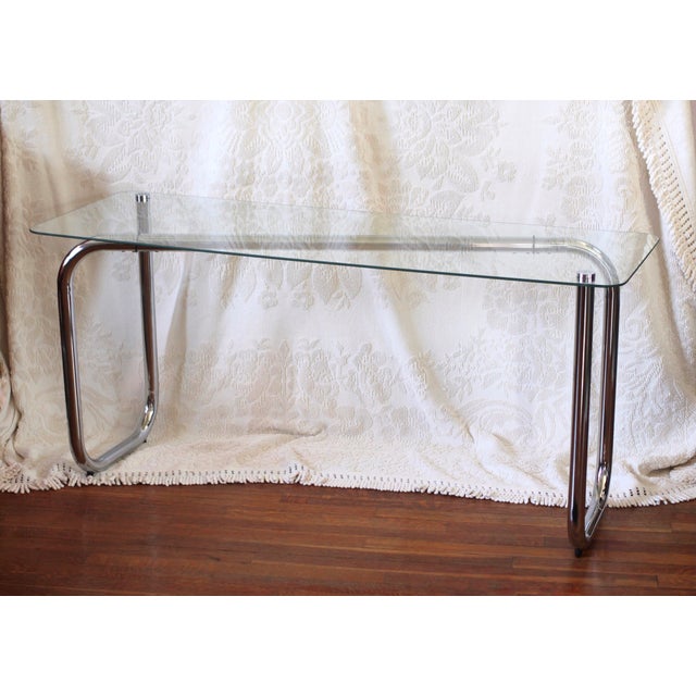 1960s Modern Chrome Tube Table With Glass Top | Chairish