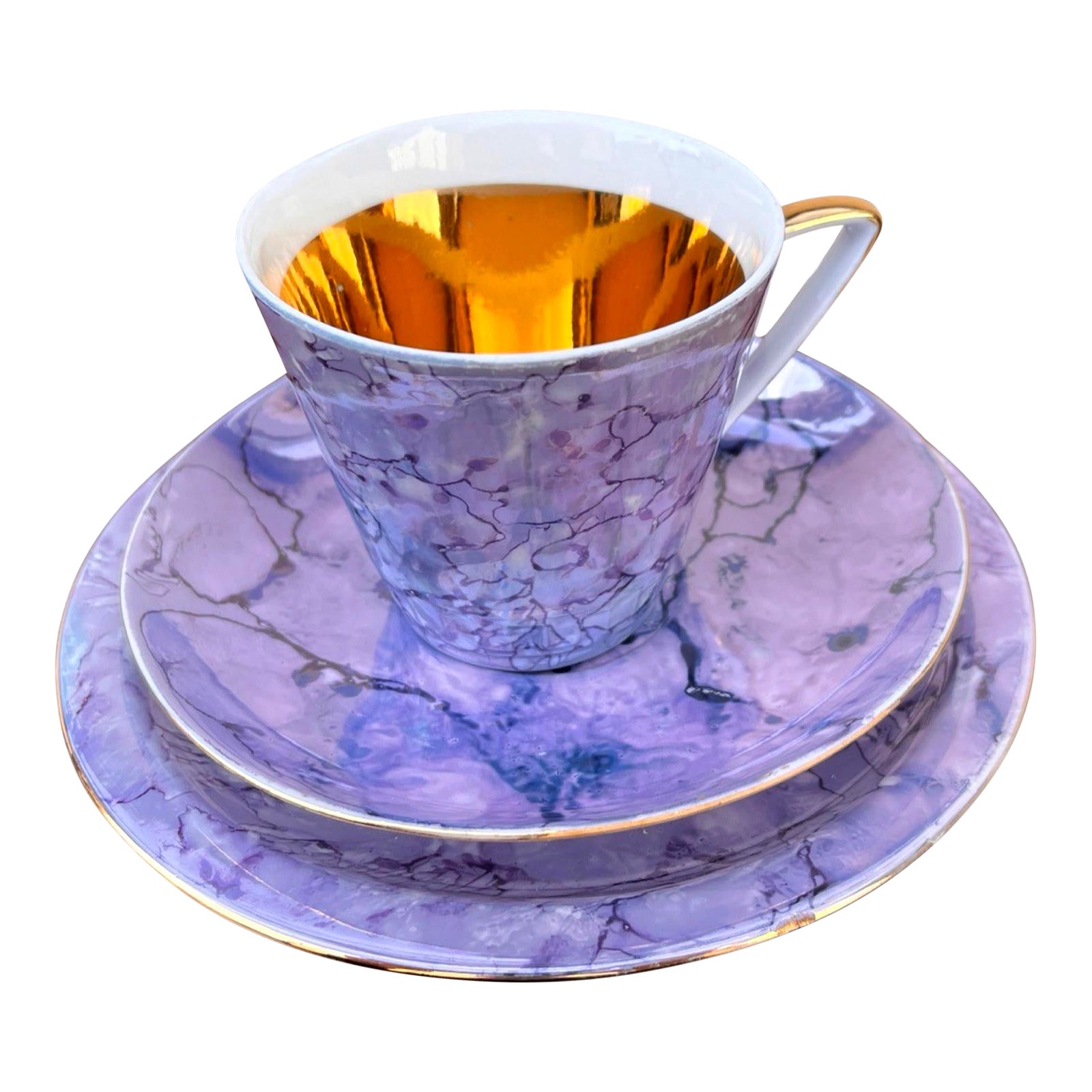 Marbled, Breakfast Set, Wawel, Poland, 1970s. | Chairish