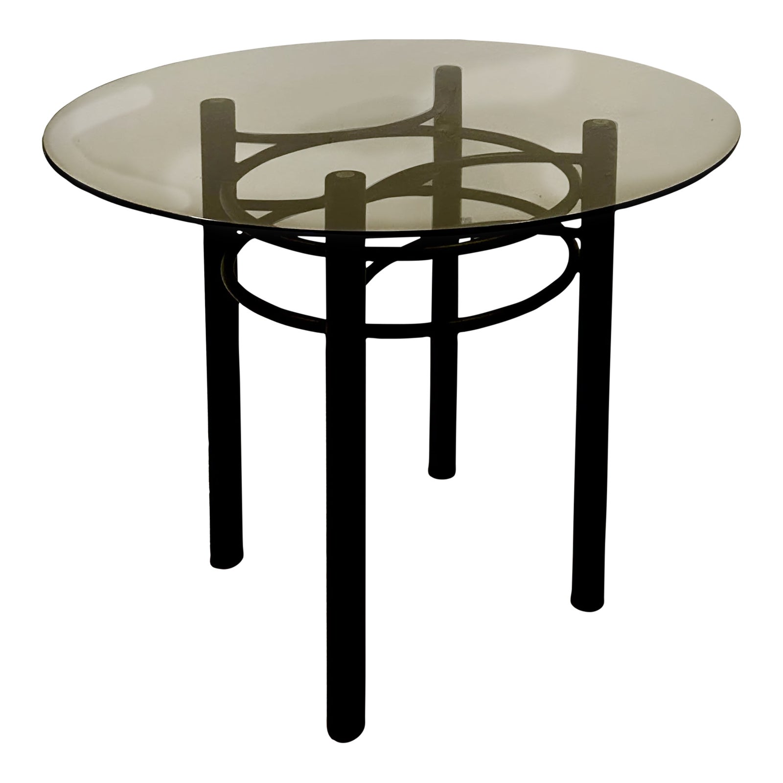 Classic 1980s Tubular Metal and Tinted Glass Table | Chairish