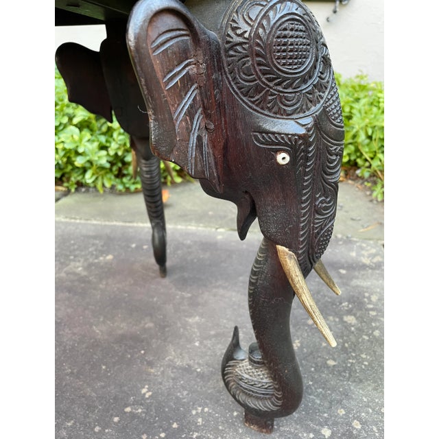Unique Anglo-Indian Side Table With Elephant Head Legs | Chairish