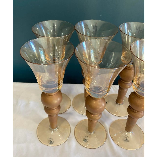 Vintage Bombay Glass Wine Glasses With Gold Bases- Set of 6 | Chairish