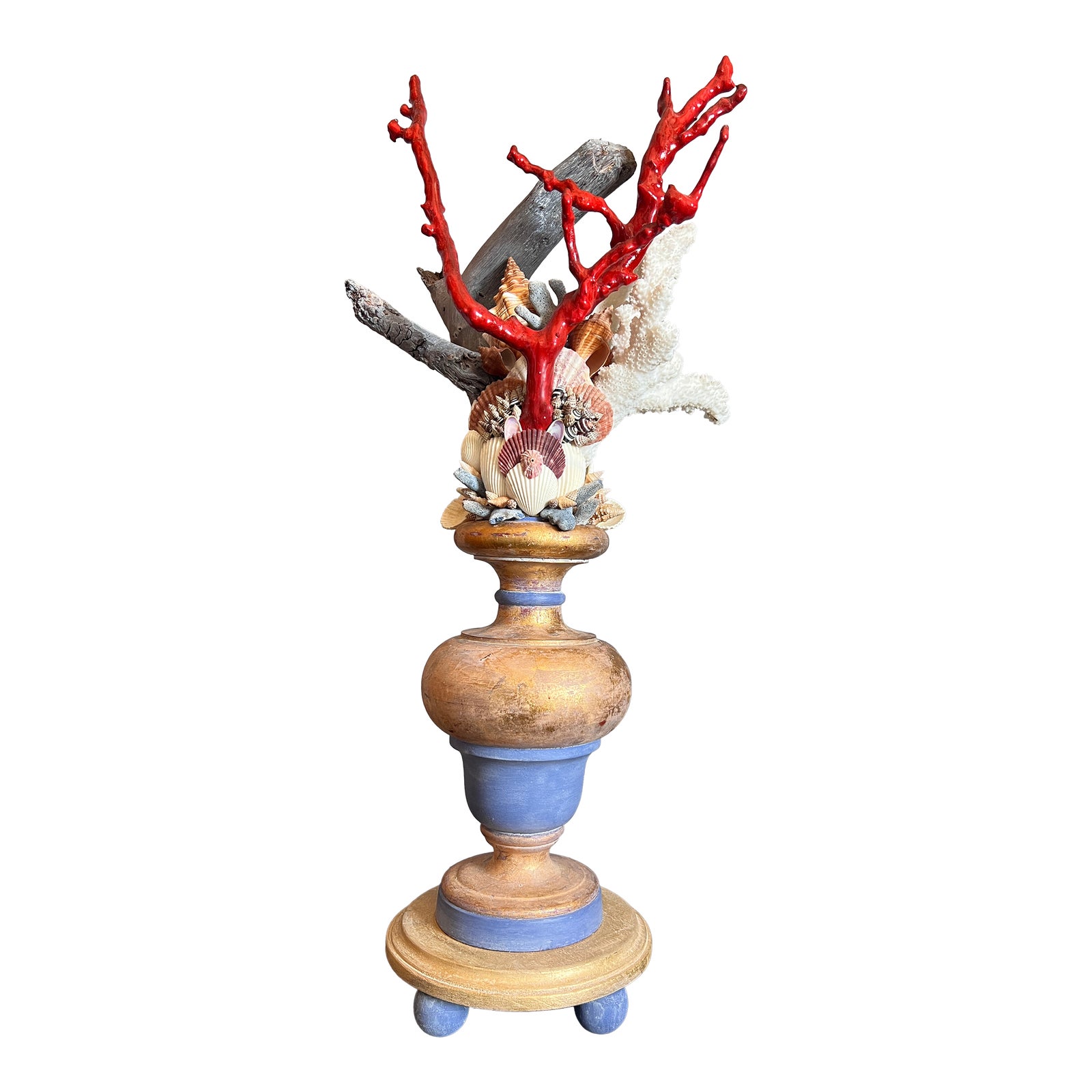 Vintage Italian Grotto St Giltwood Faux Red Coral and Driftwood Table ...