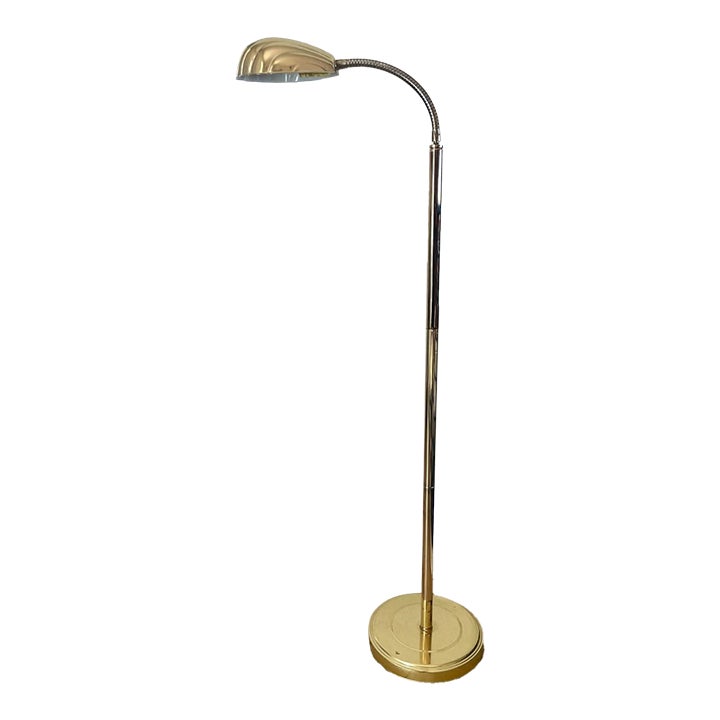 1970s MCM Alsy Style Clamshell Scalloped Gooseneck Pharmacy Floor Lamp ...
