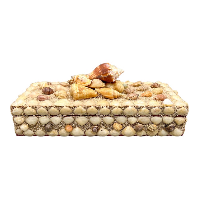 Vintage Nautical Seashell Encrusted Shell Box | Chairish