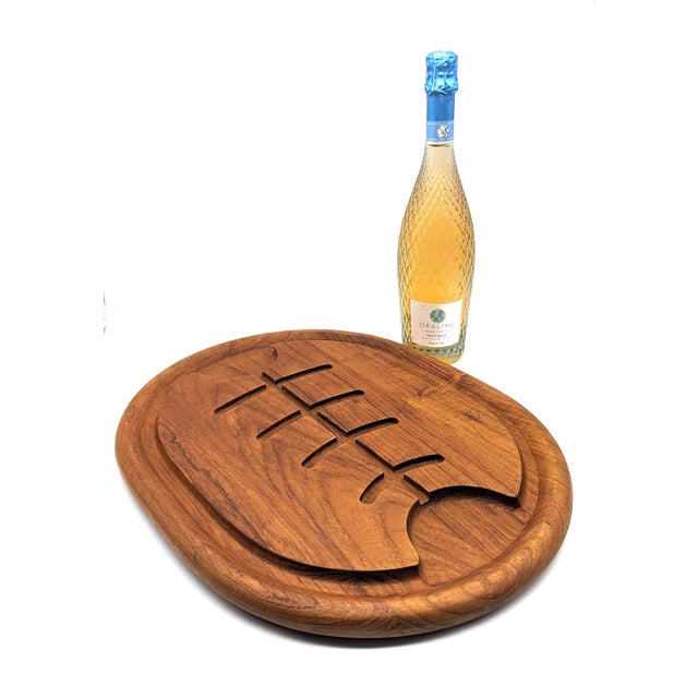 1970s Oval Shaped Teak Wood Carving Board | Chairish