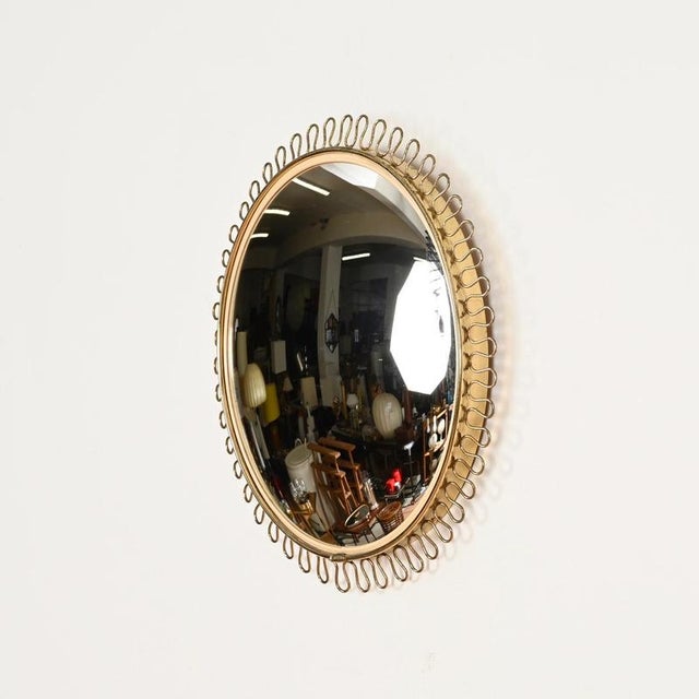 Mid-Century Modern Round Brass Mirror with Wavy Frame by Gio Ponti ...
