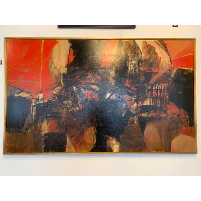 Abstract Expressionist Mid 20th Century Oil Painting on Board | Chairish