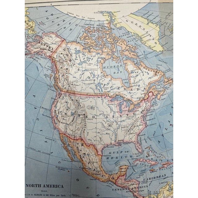 1883 Antique North America Map | Chairish