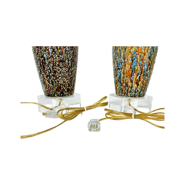 Colorful Vintage Danish Table Lamps With Splatter Glaze on Ceramic, Mid ...