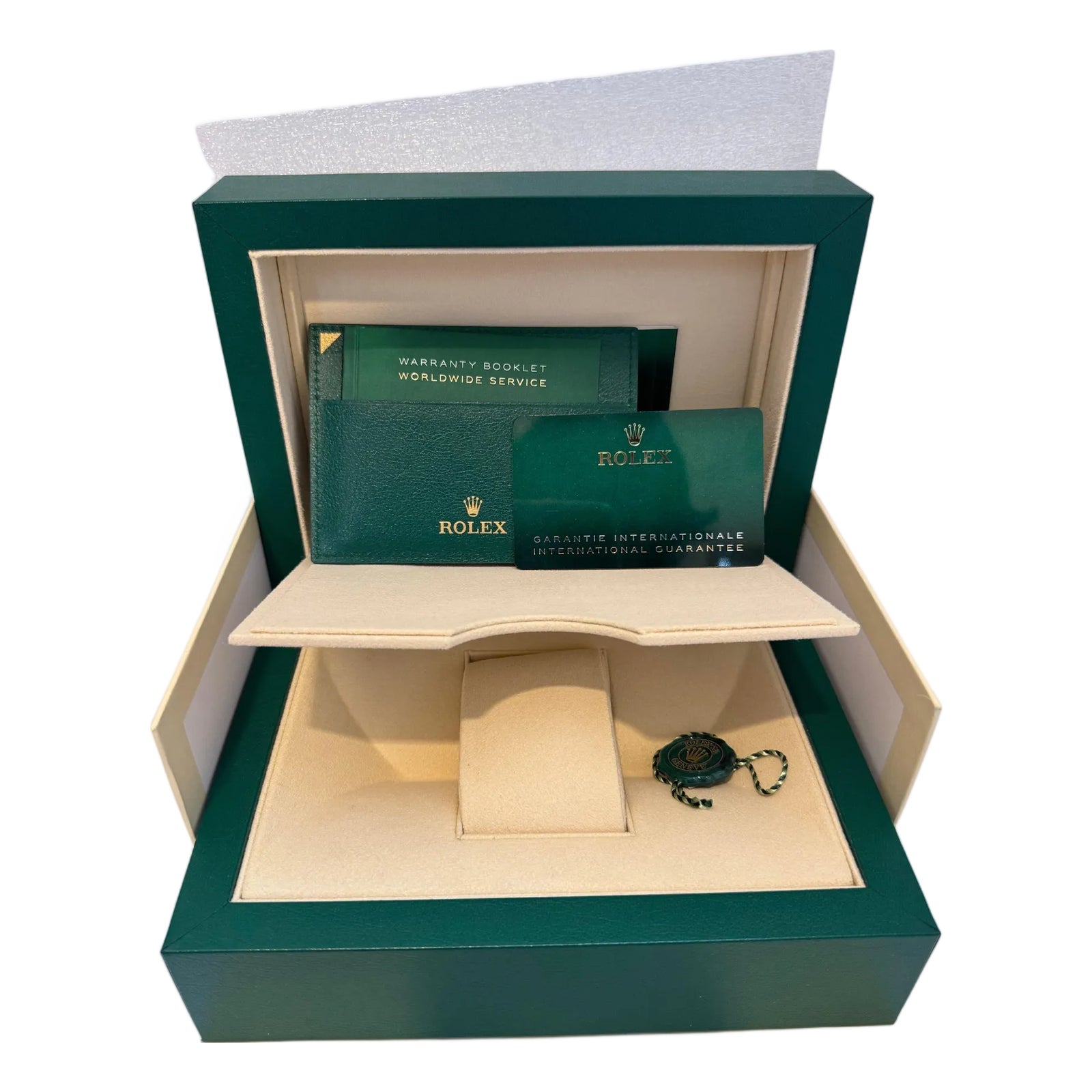 Rolex Watch Box, New Creme Empty Acs. Oyster L Perpetual Sky Dweller ...