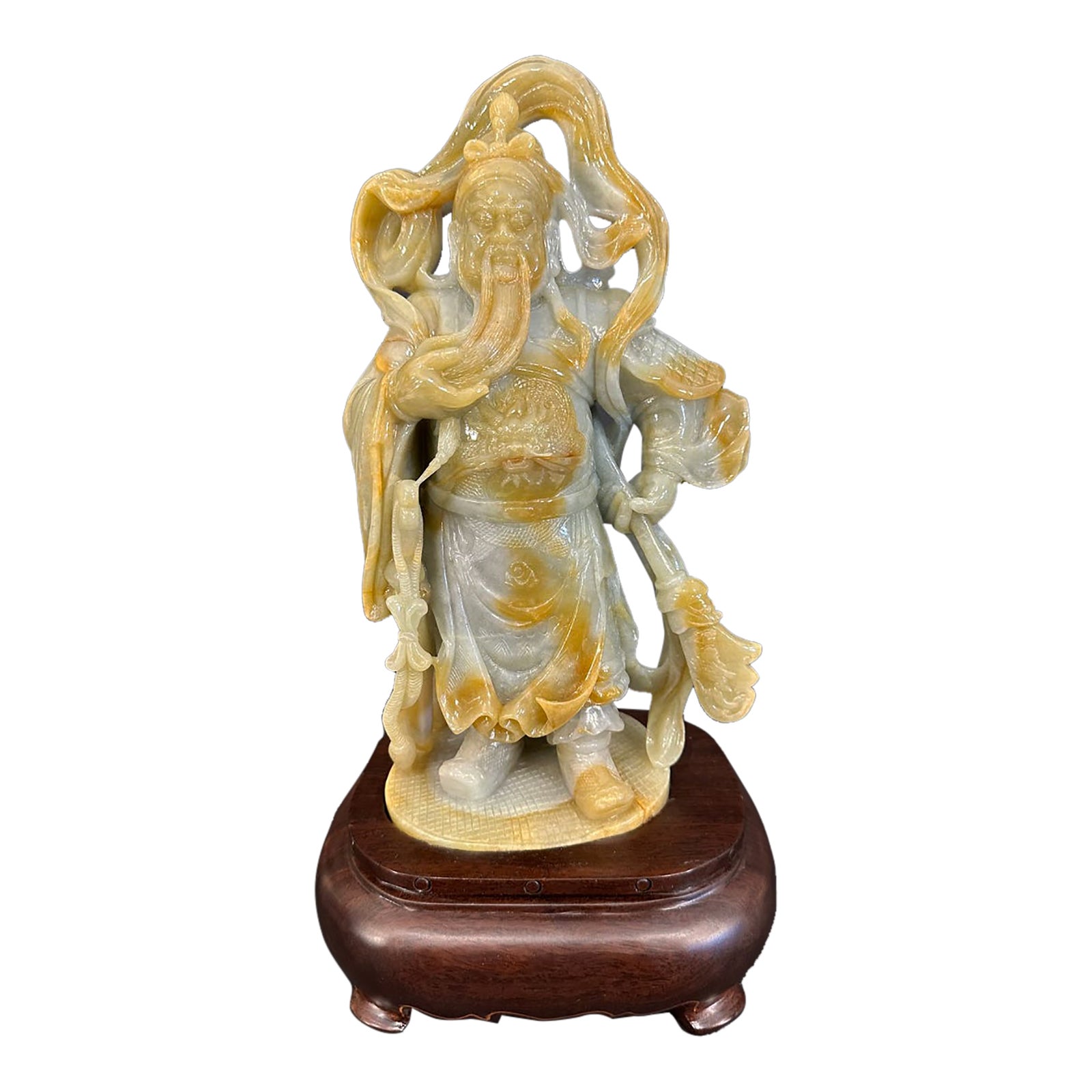 1980s Jade Guan Gong Yu Warrior Statue | Chairish