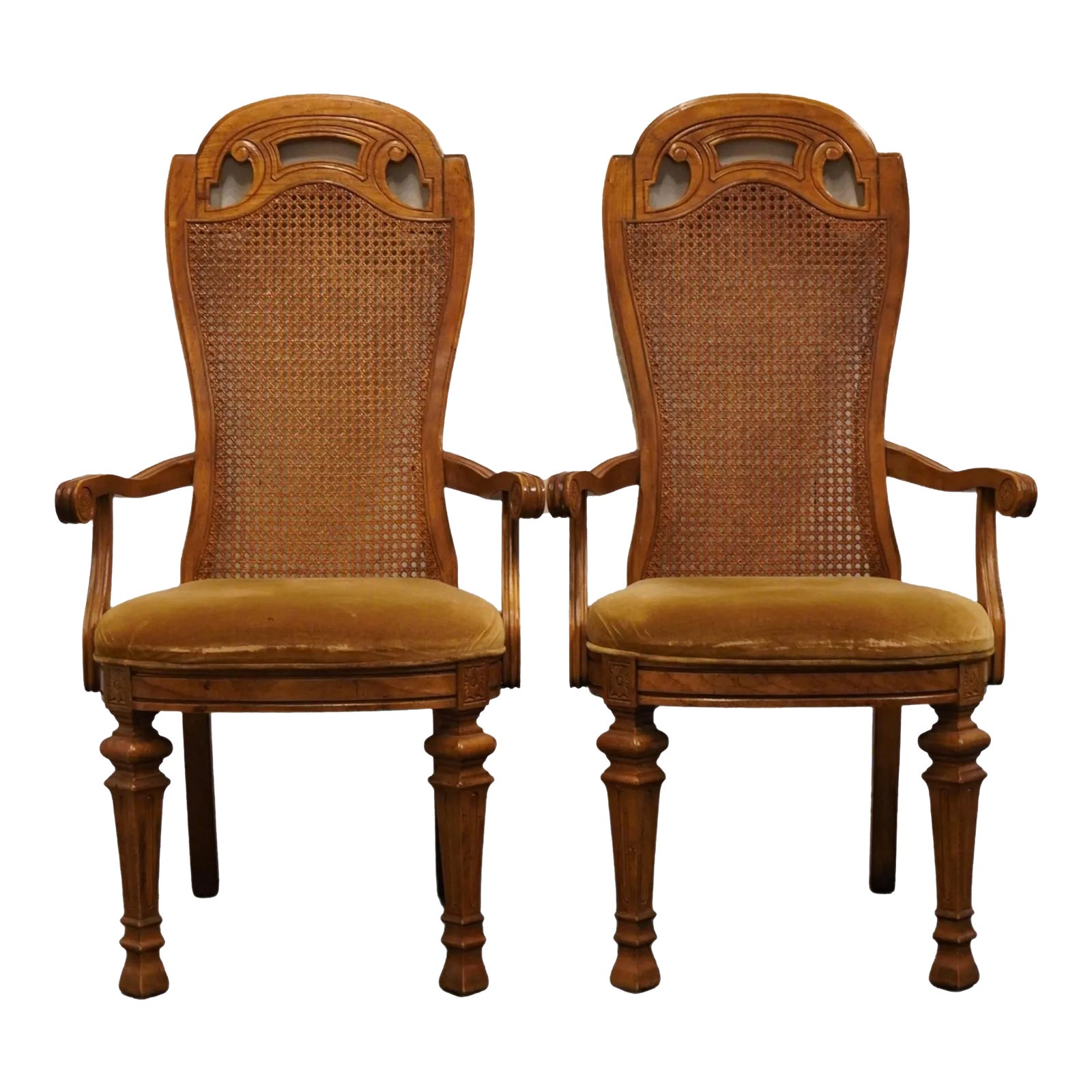 Set of 2 Bernhardt Furniture Italian Neoclassical Tuscan Style Cane ...