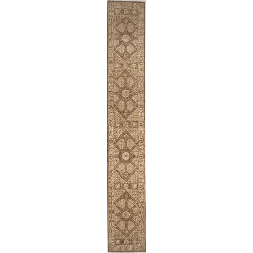 Hand-Knotted Runner in Earth Tone Colors - 3'x20' | Chairish