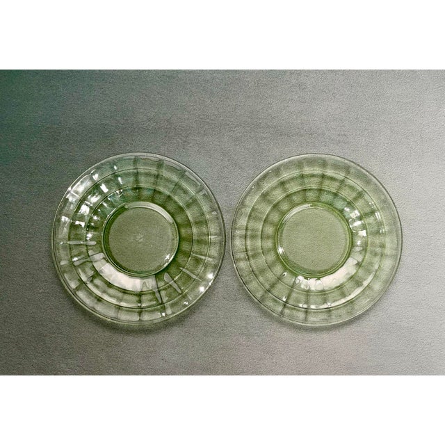 1930s Green Depression Glass Plates- Set of 7 | Chairish
