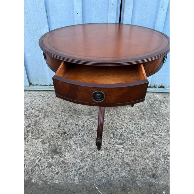 1940s Baker Furniture Federal Style Tooled Flame Mahogany Leather Inset ...
