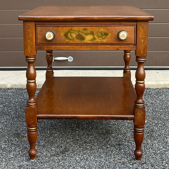 Mid 20th Century L. Hitchcock Traditional Stenciled Harvest Maple Side ...