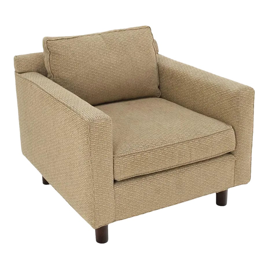 Deep Oatmeal Fabric Upholstery Contemporary Lounge Chair on Dowel Legs ...