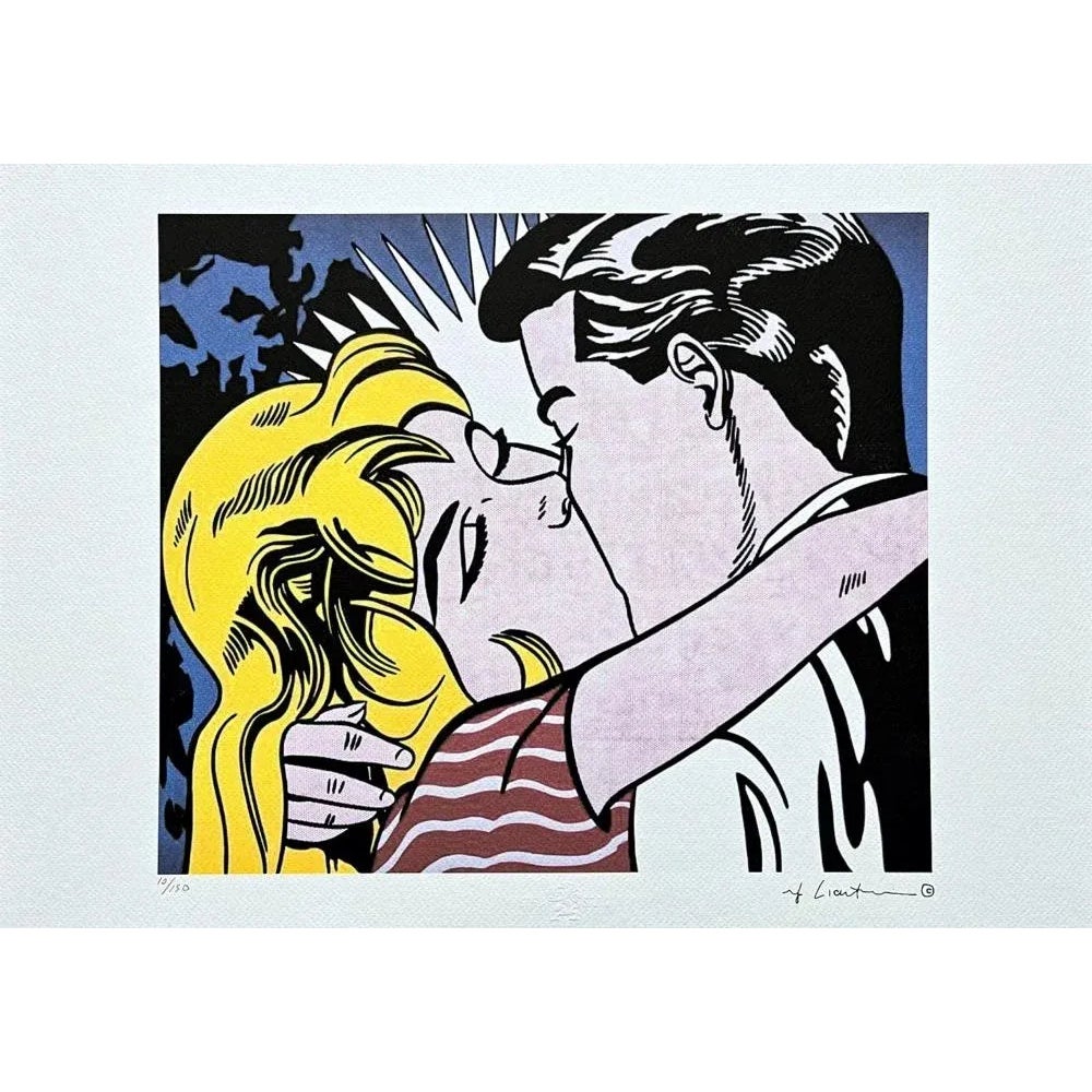 After Roy Lichtenstein, "The Kiss III ", 1990s, Silk-Screen | Chairish