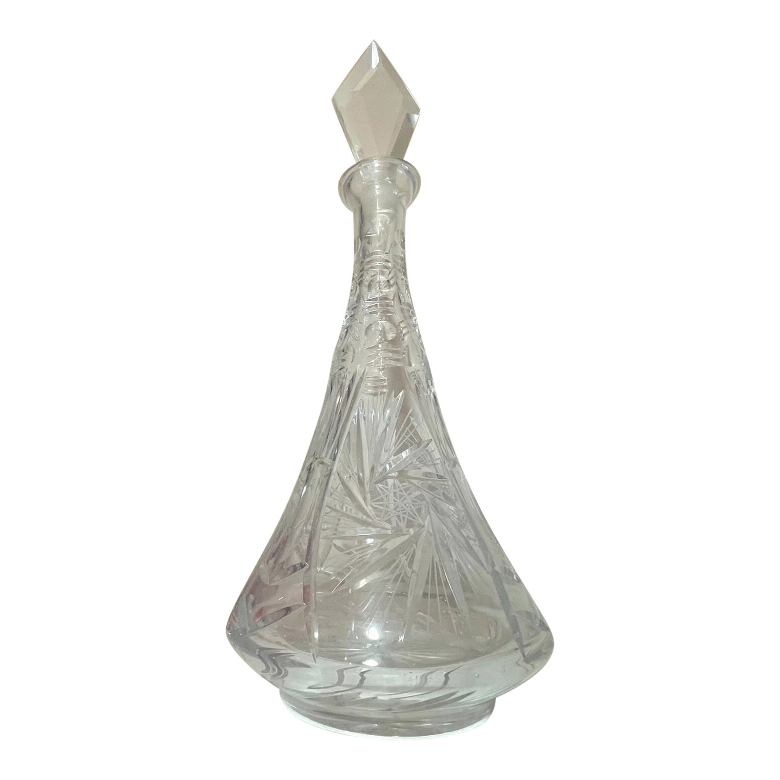 Huge Vintage American Brilliant Cut Clear Crystal Liquor Wine Decanter ...
