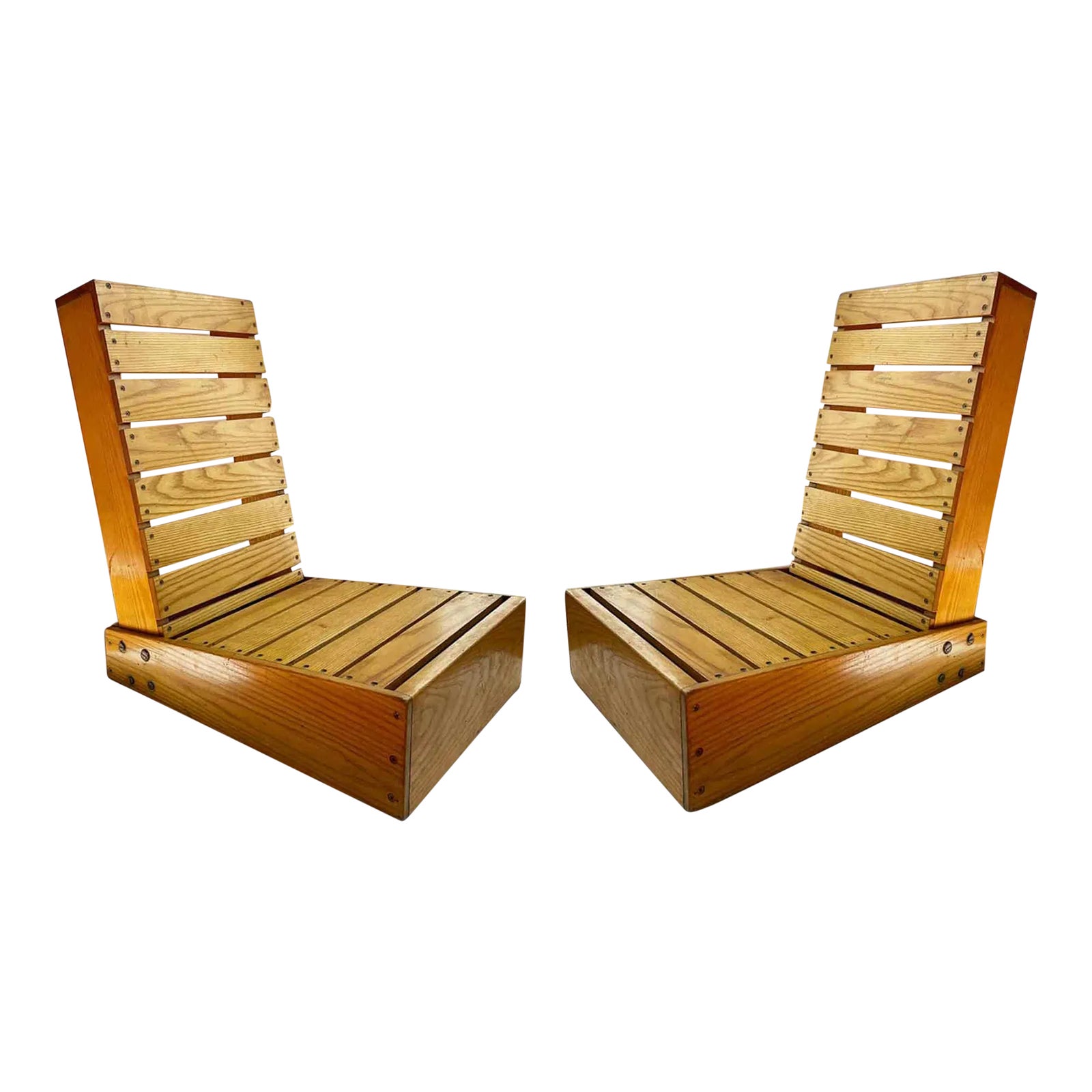 Mid-Century Modern Wooden Canoe Seat Chairs - a Pair | Chairish
