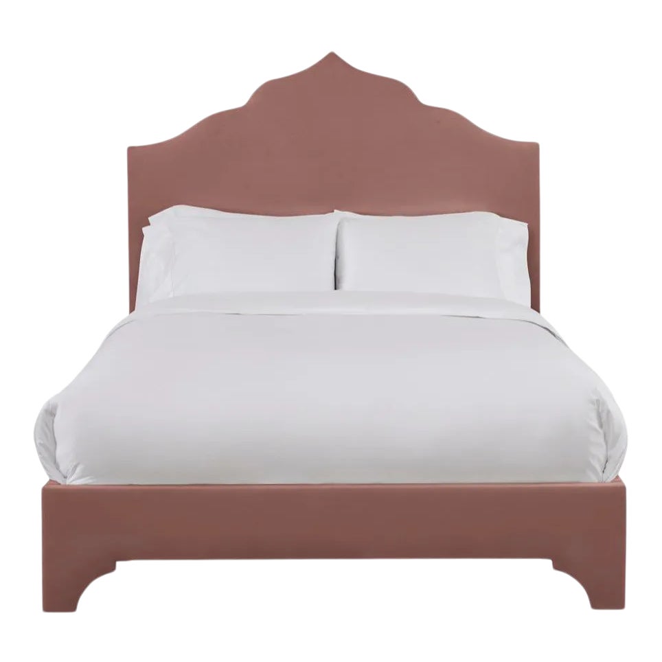 Clementine Twin Bedframe, Blush Velvet | Chairish