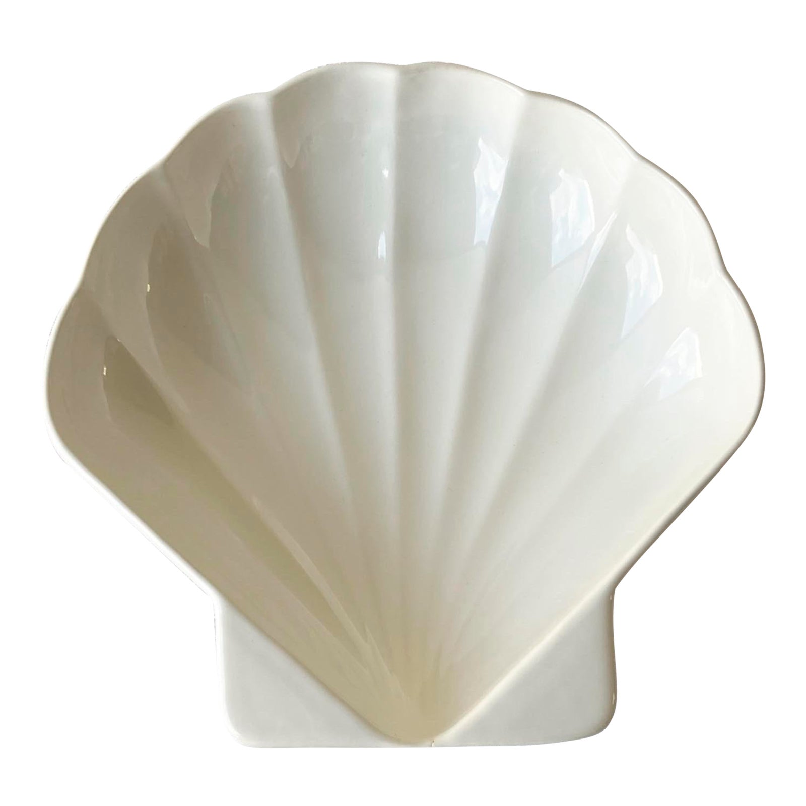 Vintage Off White Ceramic Seashell Serving Dish | Chairish