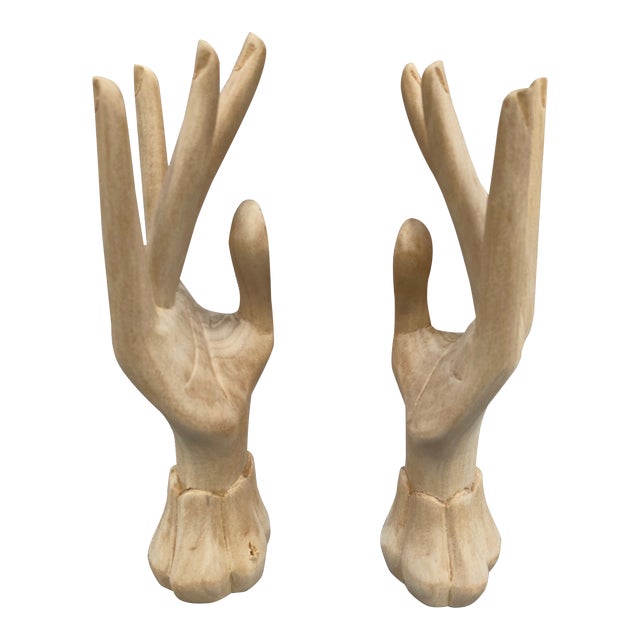 Vintage Wooden Hand Forms a Pair | Chairish
