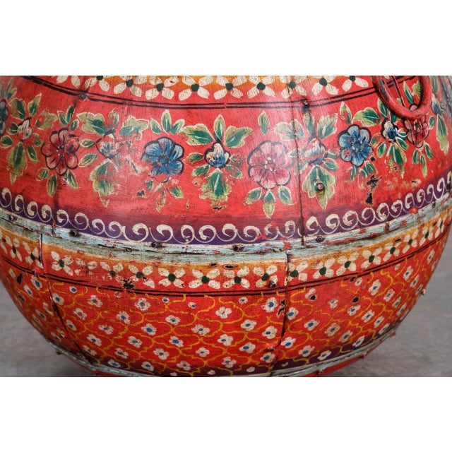 Vintage Indian Painted Iron Pot | Chairish