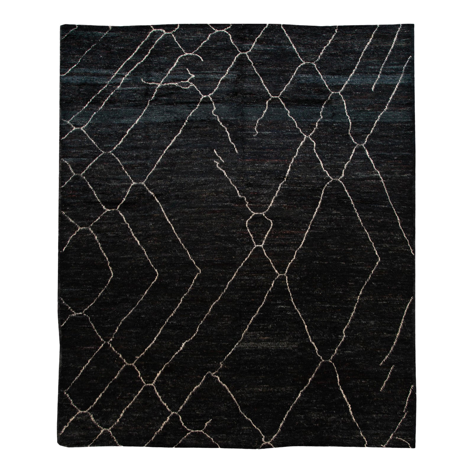 Oversize Black Modern Moroccan Wool Rug | Chairish
