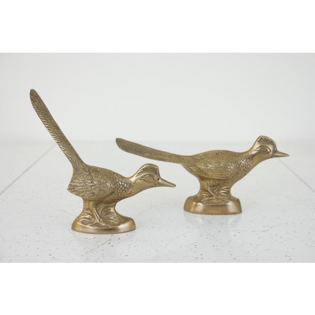 Vintage Brass Roadrunner Decorative Bird Figurines - a Pair | Chairish