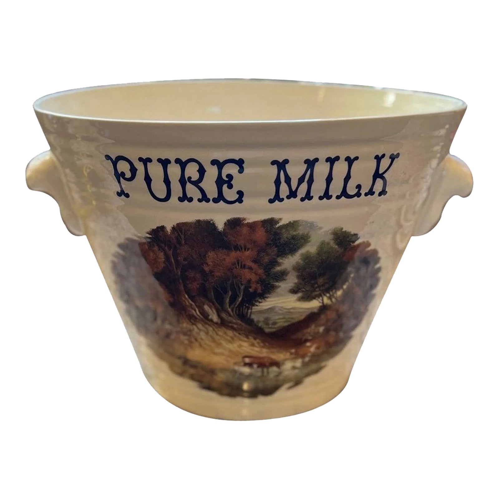 Large Vintage Edwardian Style English Ironstone Milk Pail With Two ...