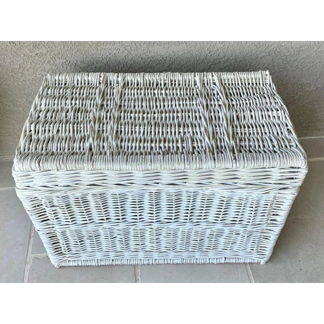 Mid 20th-Century Cottage Chic Natural Willow Petite Storage Trunk With ...