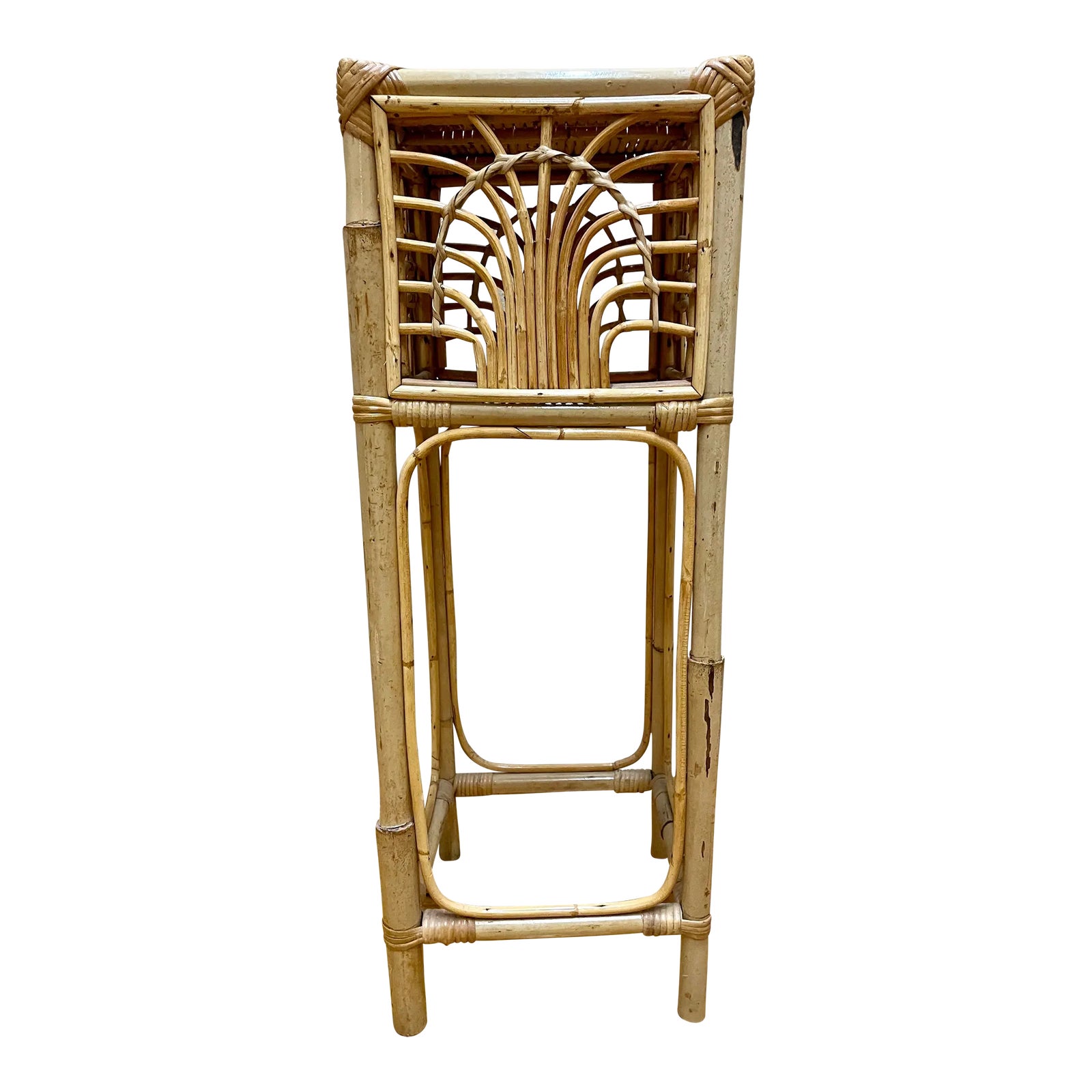 Vintage Natural Bamboo Boho Chic Plant Stand | Chairish