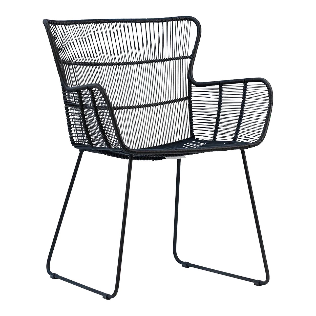 Outdoor Black Rope Dining Arm Chair | Chairish